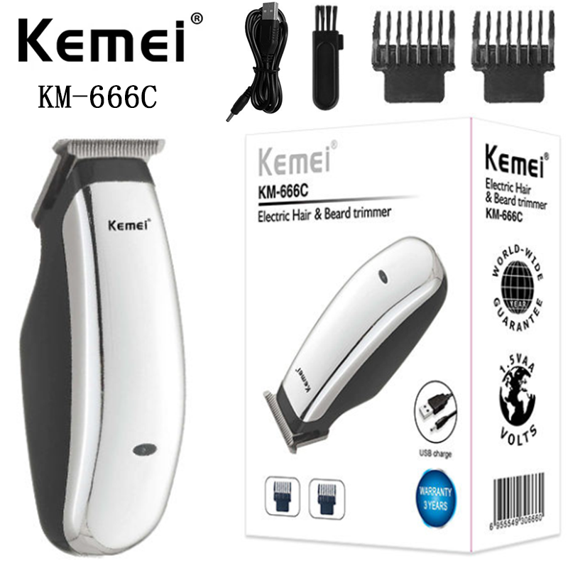 Kemei KM-666C Mini Barbeiro Barbeador Elétrico | Shopee Brasil