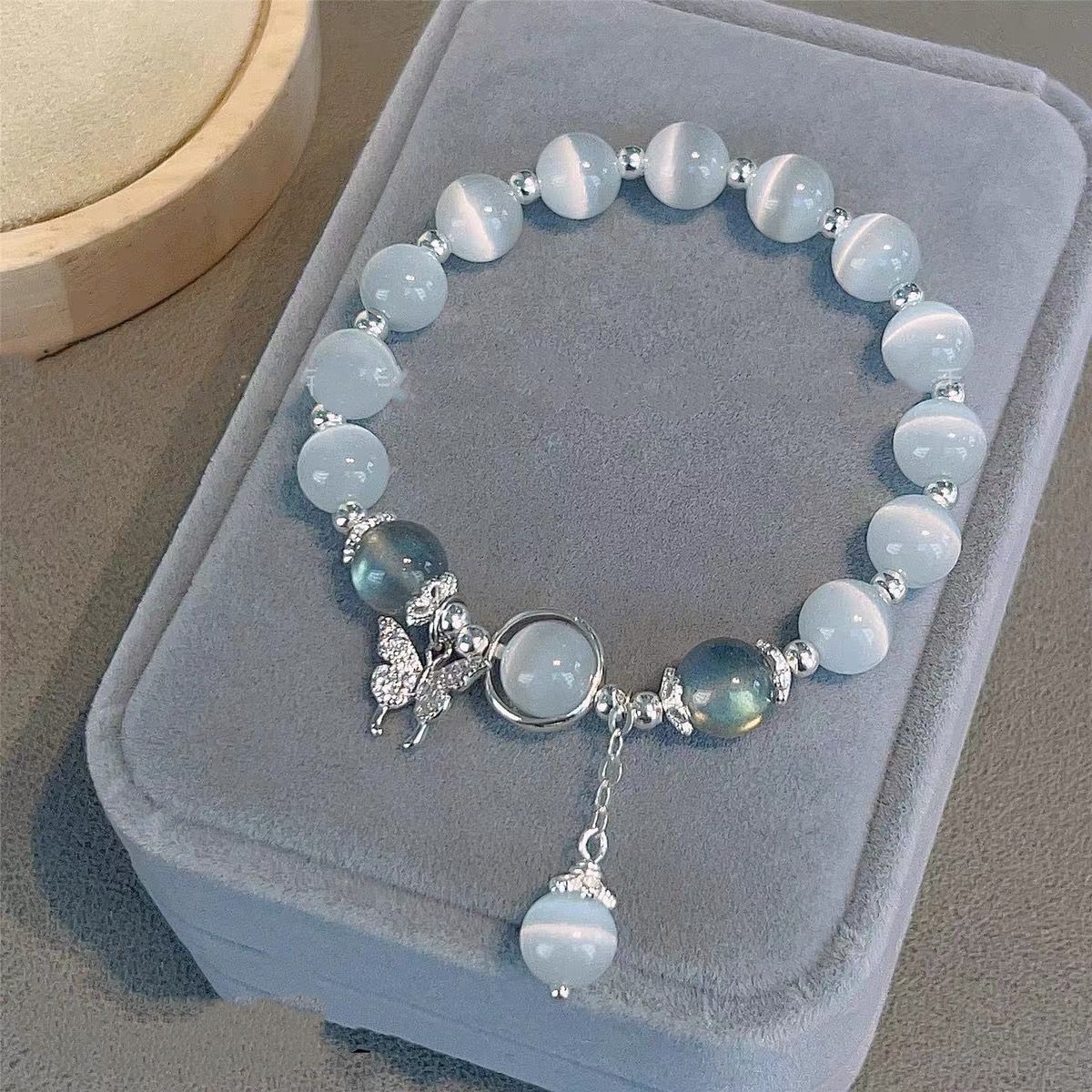 Imitação Opala Crystal Butterfly Niche Gray Moonlight Bracelet ...