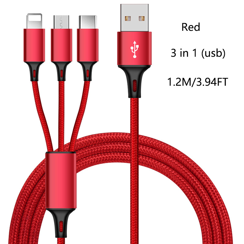 Cabo De Carregamento 3 Em 1 , Dados USB multi 2A Tipo C Micro Do ...