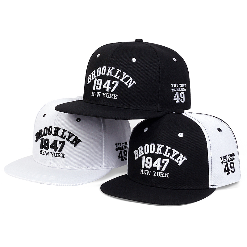Unisex BROOKLYN 1947 Bordado Designer Ajustável Chapéu De Baseball Hip Hop Flat Cap Spring ...