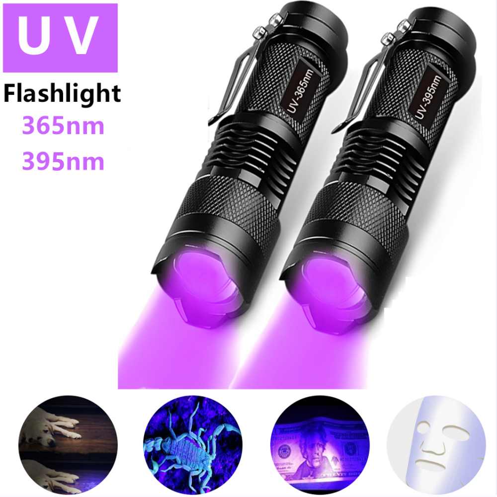 Lanterna UV Roxa 365NM/395NM Detector De Liga De Alumínio Fluorescência Lâmpada Escorpião ...