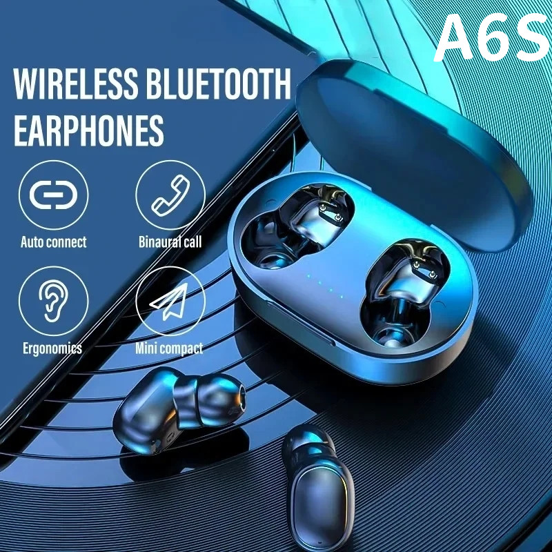 A6S TWS Fone De Ouvido Bluetooth Sem Fio Com Microfones Fones Esportivos Plugue Cancelador De ...