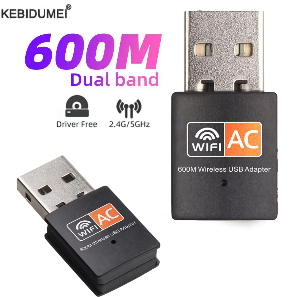 Adaptador Wi-Fi USB De 600Mbps Banda Dupla 2.4G 5Ghz 802.11AC Placa De Rede Sem Fio Dongle ...