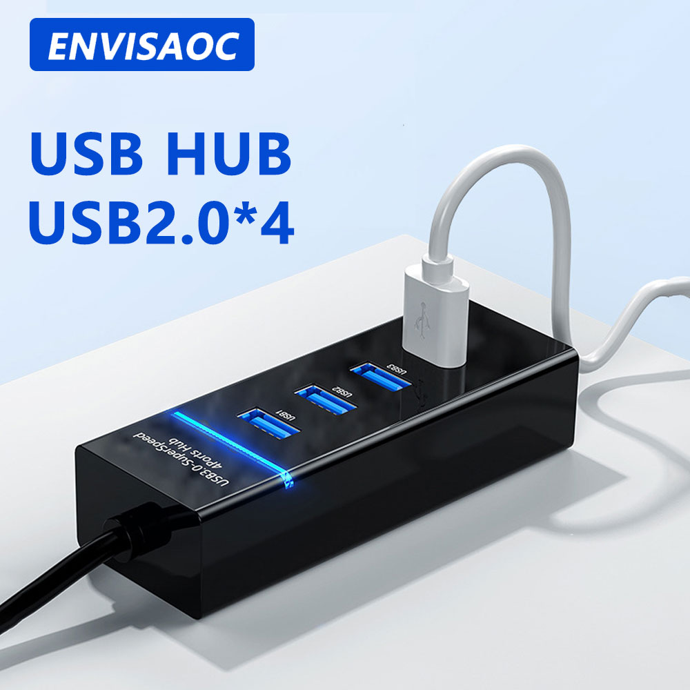 Divisor De 4 Portas LED USB Hub Splitter 2.0 USB3.0 Adaptador Multi ...