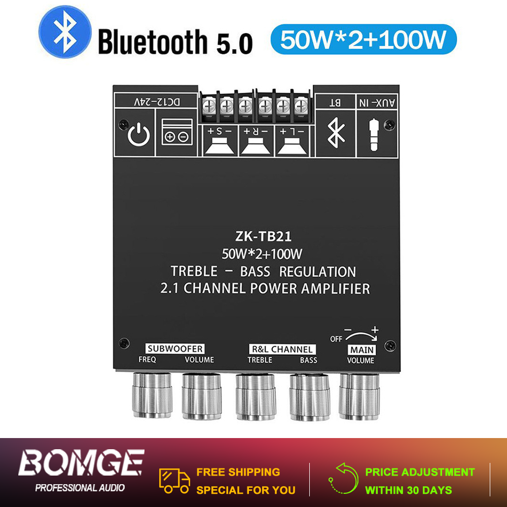 Placa Amplificadora De Subwoofer ZK-TB21 TPA3116D2 Bluetooth 5.0 50Wx2 100W Classe D 2.1CH ...