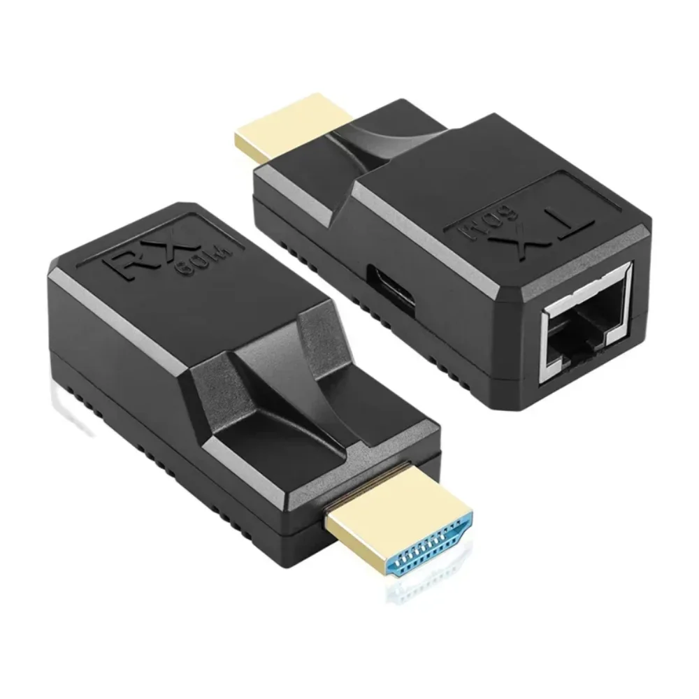 Extensor HDMI 60M Sobre Único Cabo Rj45 Cat6 1080P Ethernet para PC ...