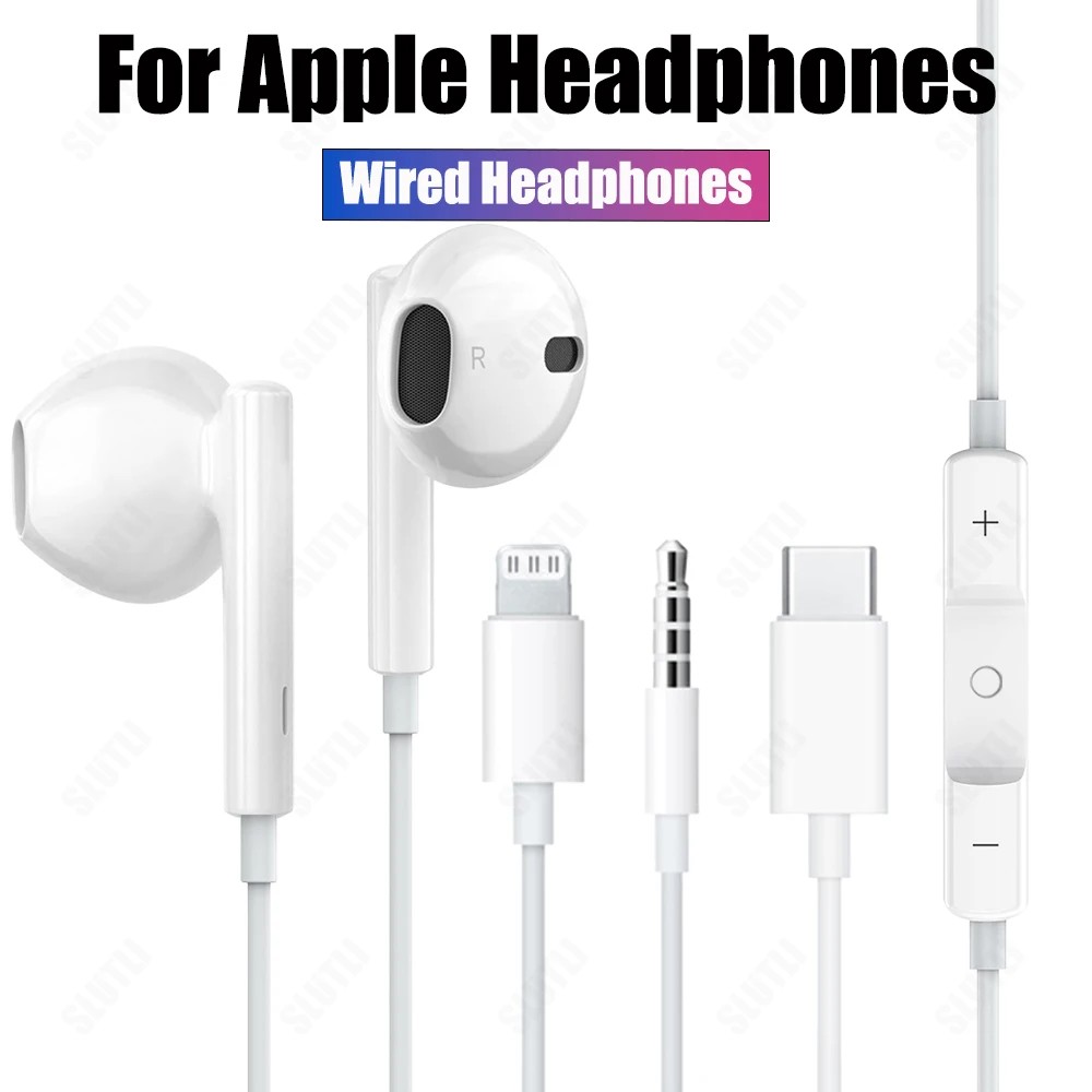 Fones De Ouvido Intra-Auriculares Originais Com Fio Para iPhone 15/14 ...