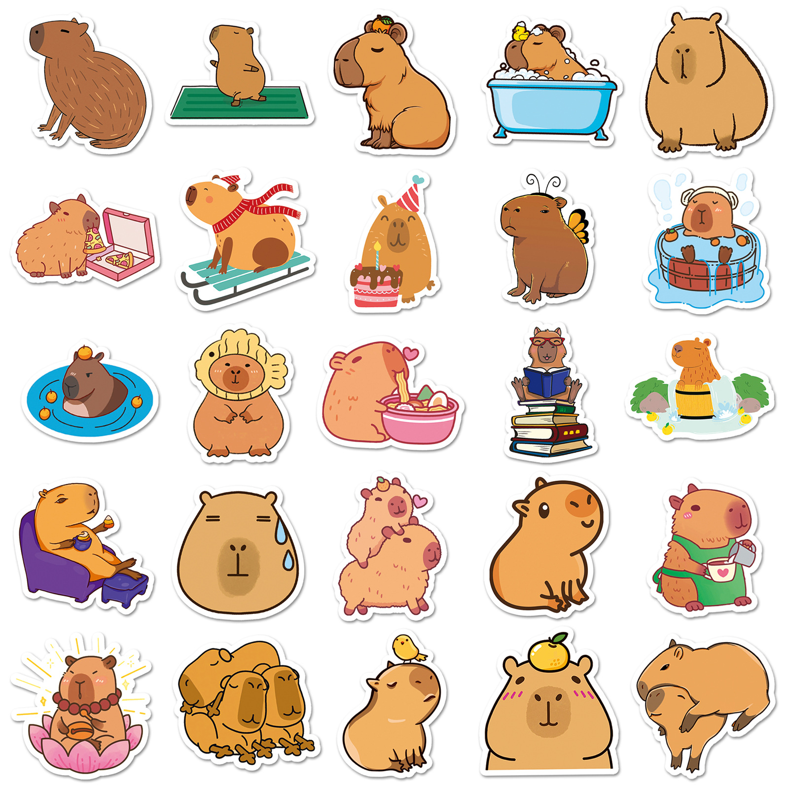 100 Peças Capivara Graffiti Adesivos Versão Q para Capacete e Decoração ...