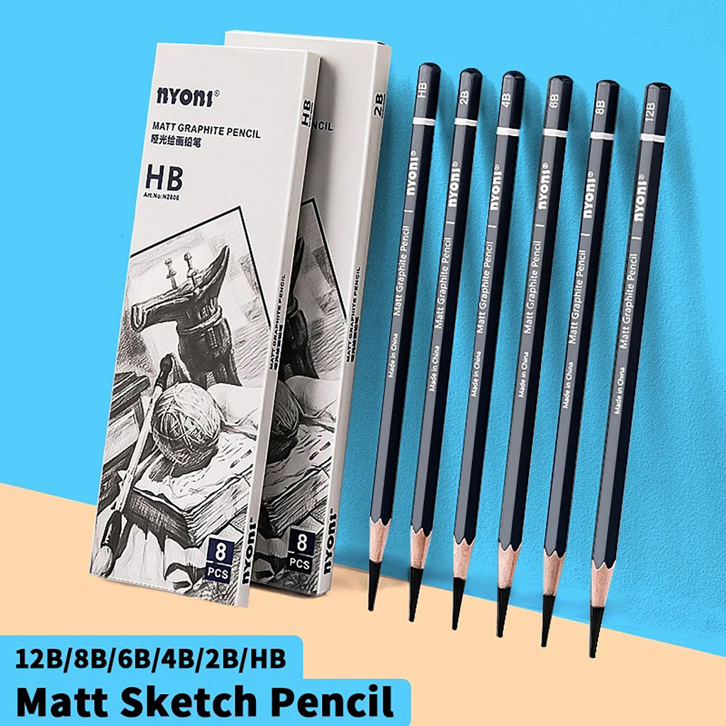 Lápis De Grafite Mate HB 2B 4B 6B 8B 12B Estudantes Artísticos Conjunto ...