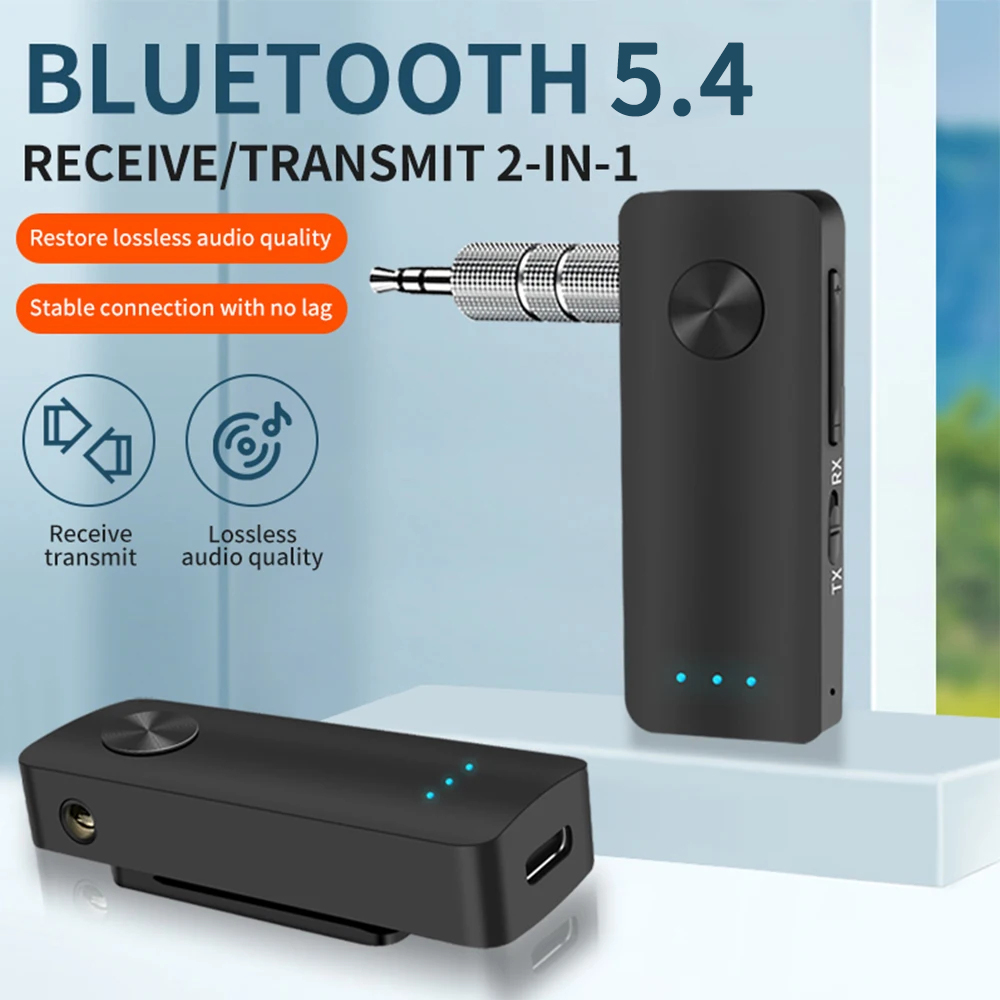 Receptor de Áudio Bluetooth 5.4 2 Em 1 Transmissor Música Estéreo ...