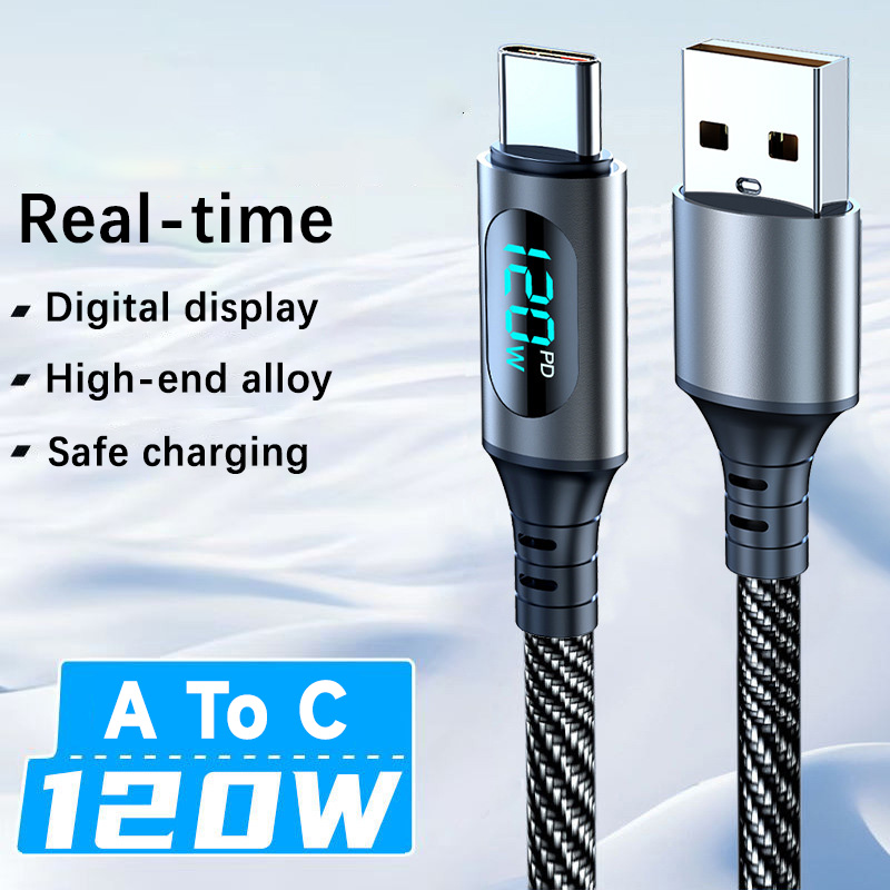 Cabo USB A para Tipo C com display digital de carregamento e ...