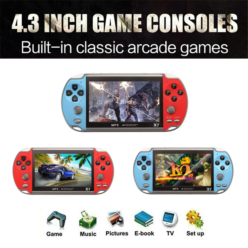 Novo X7 10000 Jogos Console De Jogo Portátil 4.3 Polegadas Tela Mp4 ...