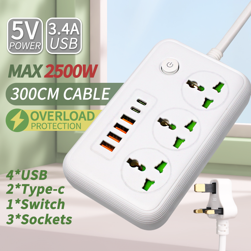 Tomada Elétrica Multifuncional 4 Porta USB 3 De Alimentação Universal ...