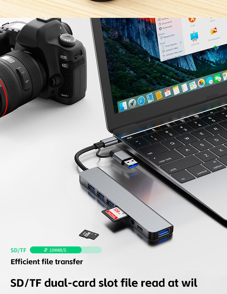 LIULZ 2 Em 1 Hub Tipo C Multiportas 2.0/3.0 para MacBook Air, Dell, Lenovo | Shopee Brasil