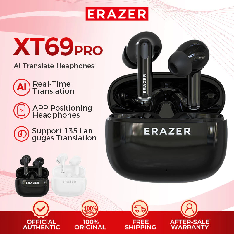 Fone de ouvido Bluetooth Erazer XT69 Pro com cancelamento de ruído, fones de ouvido com tradutor ...