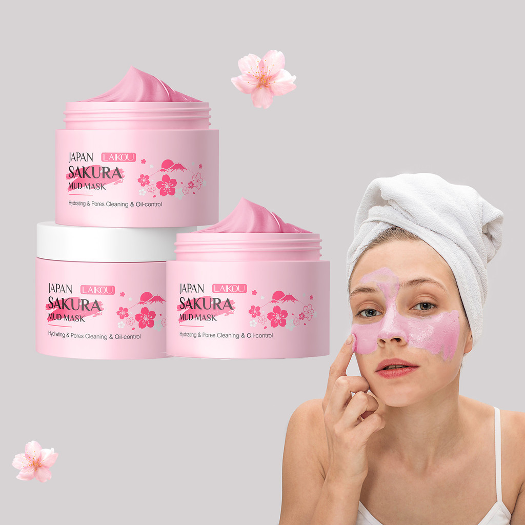Máscara de Lama Facial Sakura LAIKOU 25g Deep Limpeza/Encolhimento de ...
