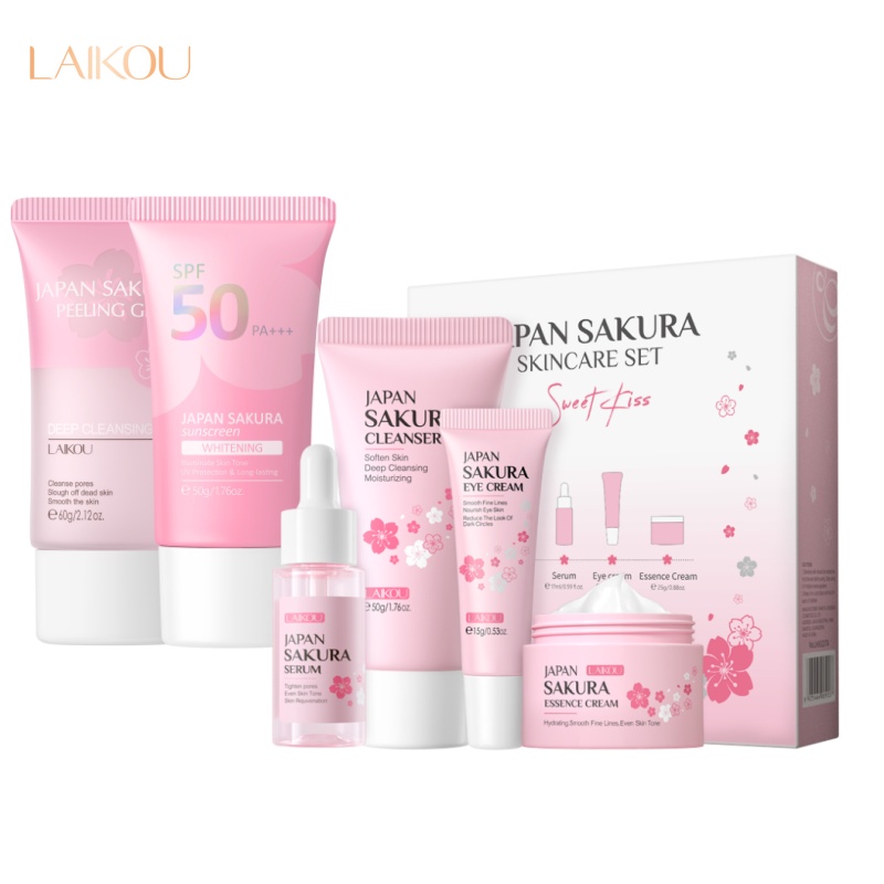 LAIKOU Sakura 4pcs Conjunto De Tratamento De Pele Anti-Envelhecimento Hidratante Impulsiona O ...