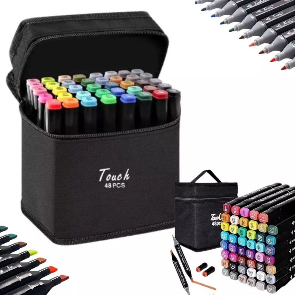 Kit de Canetas Marcadoras de Estilo Duplo 48/60 para Desenho Artístico ...