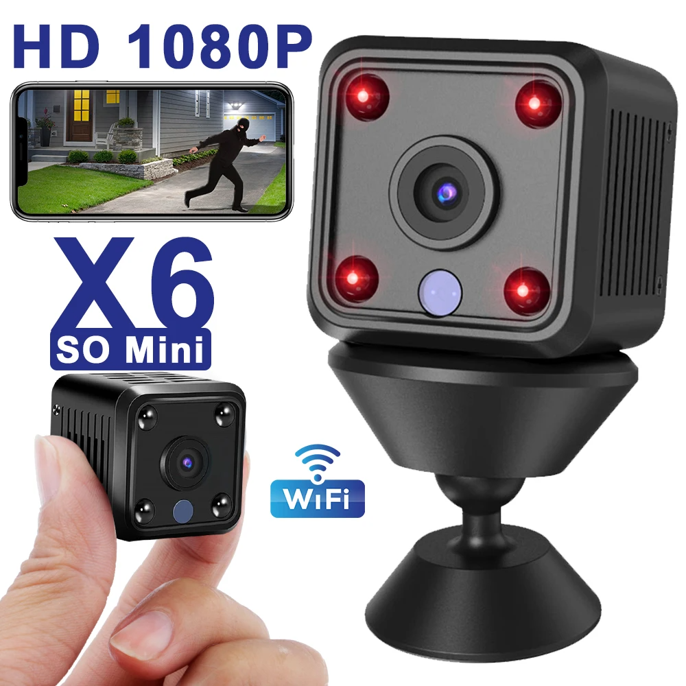 X6 Mini Câmeras IP HD 1080P Wifi Vigilância Sem Fio com Visão Noturna e ...