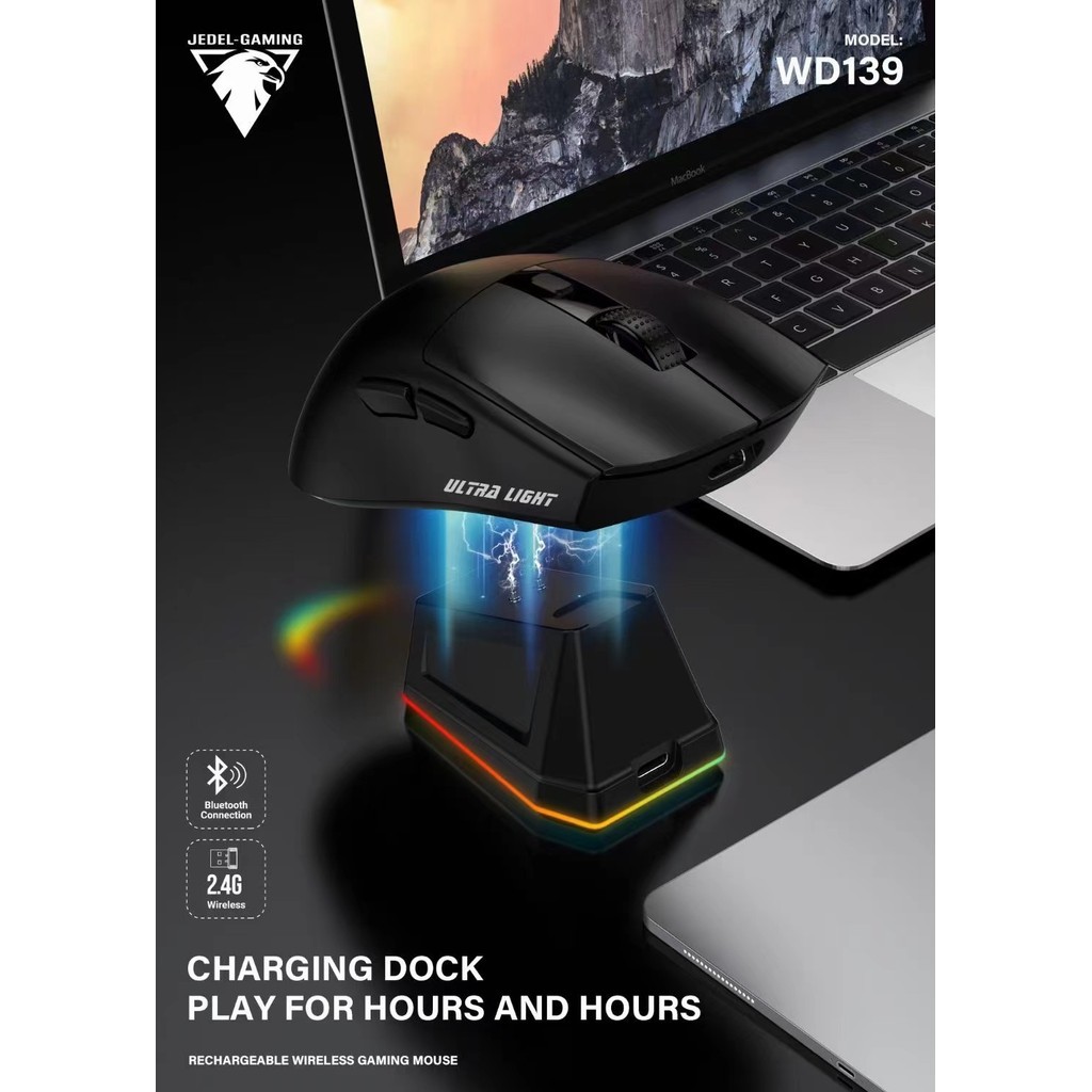 WD139 Mouse Para Jogos Sem Fio Leve , Com Base De Carregamento Rgb , Magnético , Adequado ...