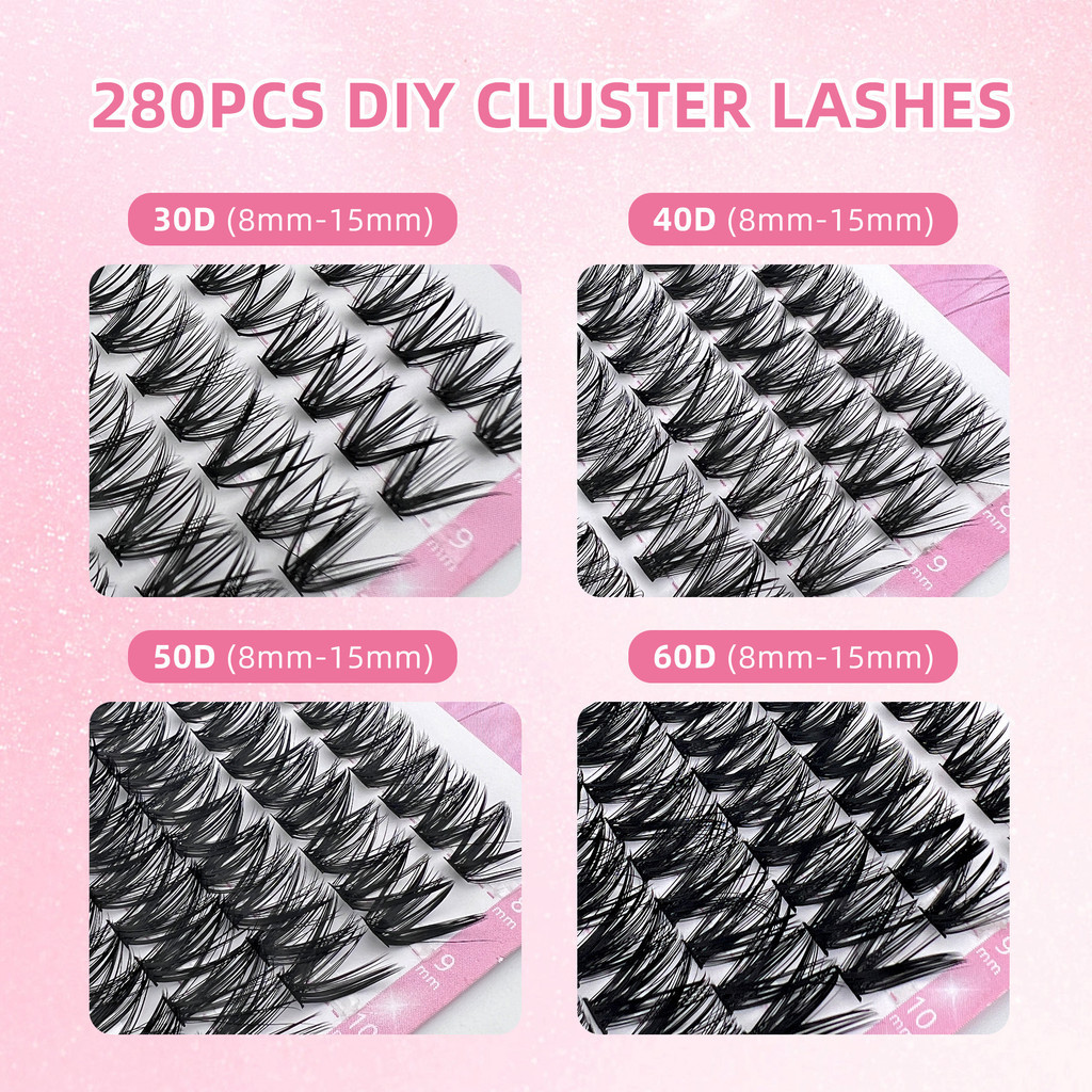 KOREMAZ 14 Linhas (280 PCS) Extensão De Cílios DIY Eyelash 30D 40D 50D 60D C/D curl 8-15mm ...