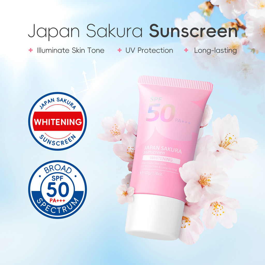 LAIKOU Japão Sakura Clareamento Protetor Solar Água Proof SPF50 PA++ 50g | Shopee Brasil