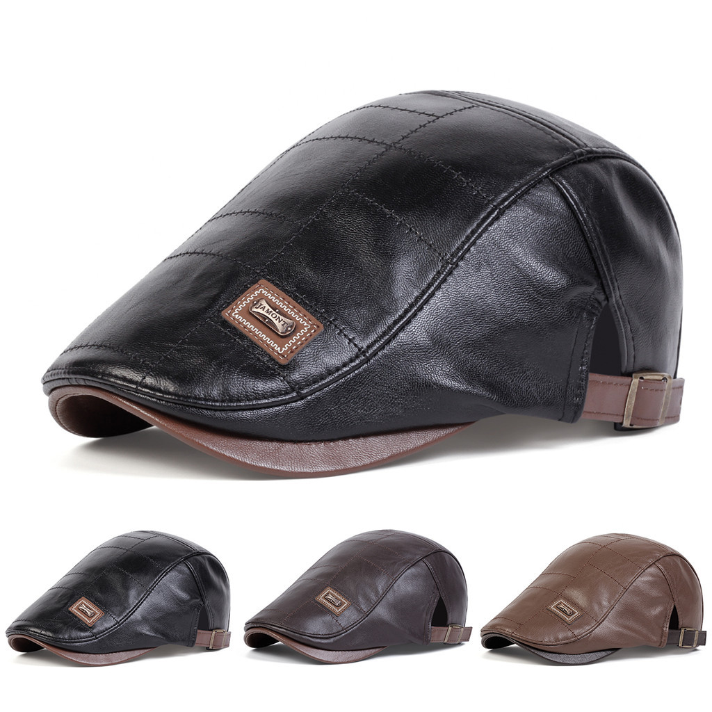 Unisex JAMONT Ajustável Caminhão Newsboy Chapéu de Couro PU para ...