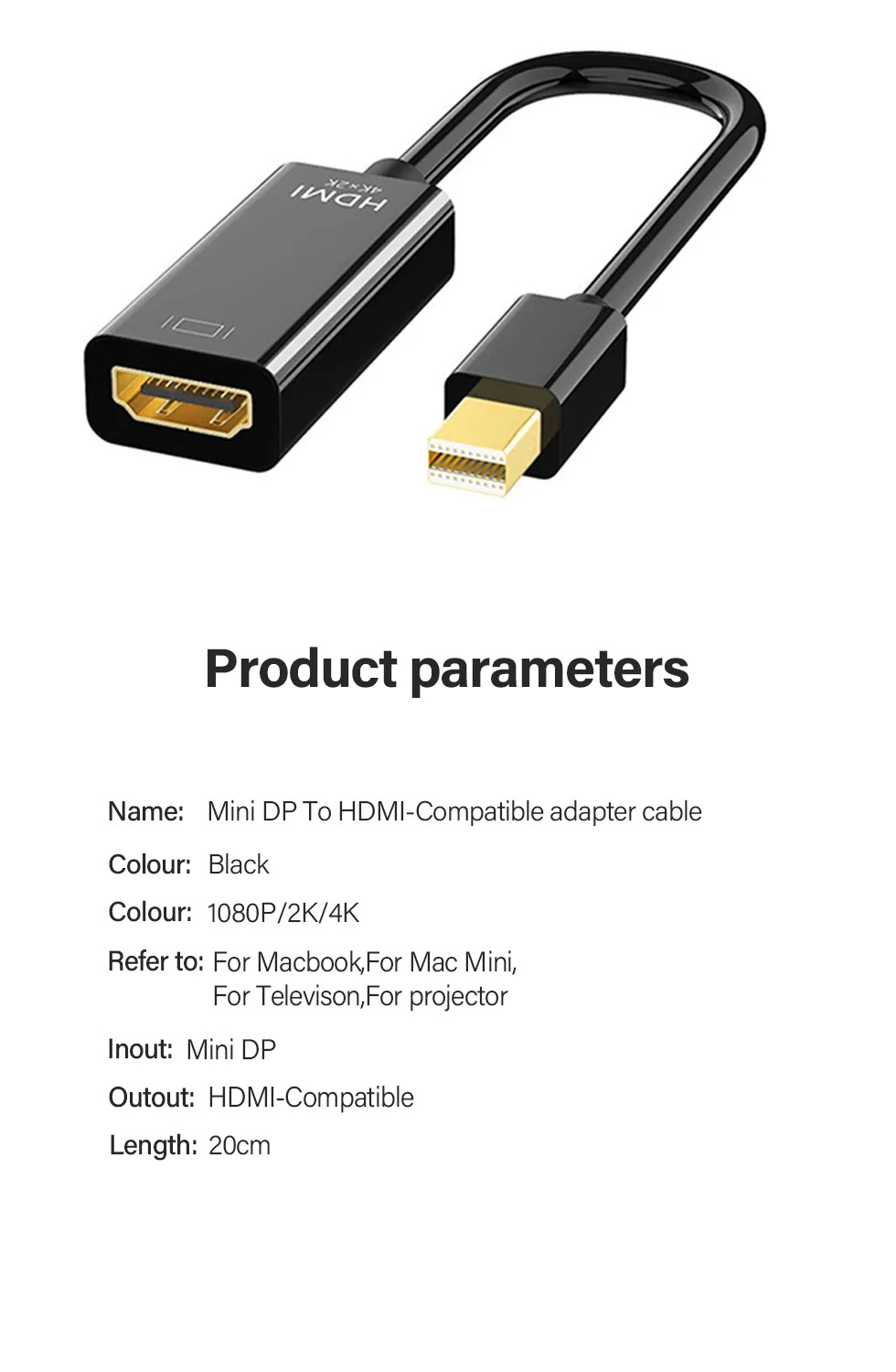Mini DP Thunderbolt DisplayPort para Adaptador Conversor Compatível com ...