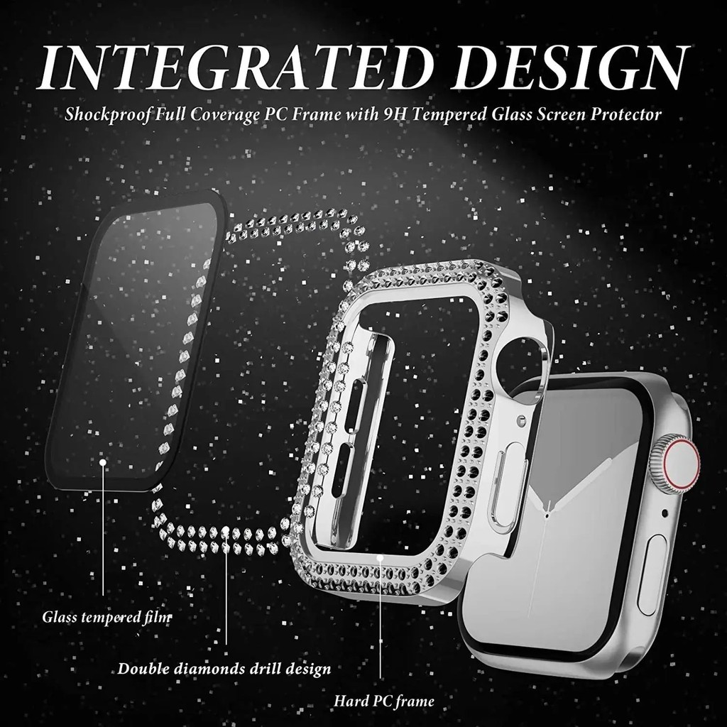 Diamond Watch Frame Case Film Integrado para Apple iWatch Protective ...