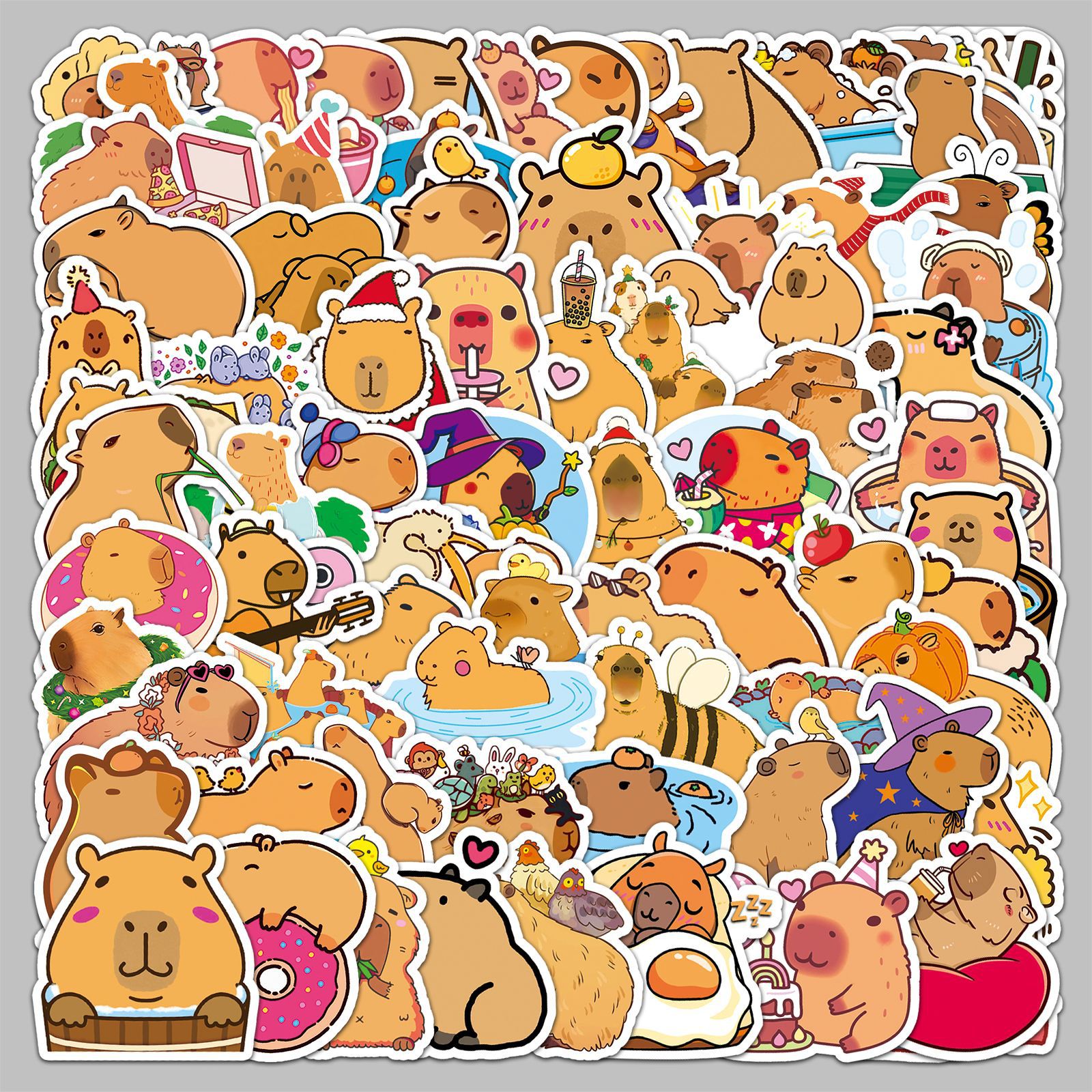 100 Peças Capivara Graffiti Adesivos Versão Q para Capacete e Decoração ...