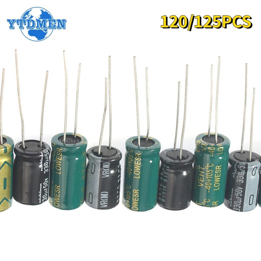 120-125PCS Kit Capacitor Eletrolítico 1uF-2200uF Conjunto De ...
