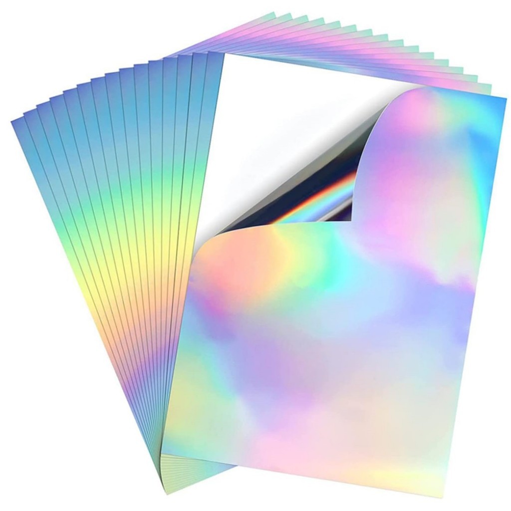 20pcs Papel Autocolante Holográfico, A4 tamanho 8,26 X11,69 Polegadas ...