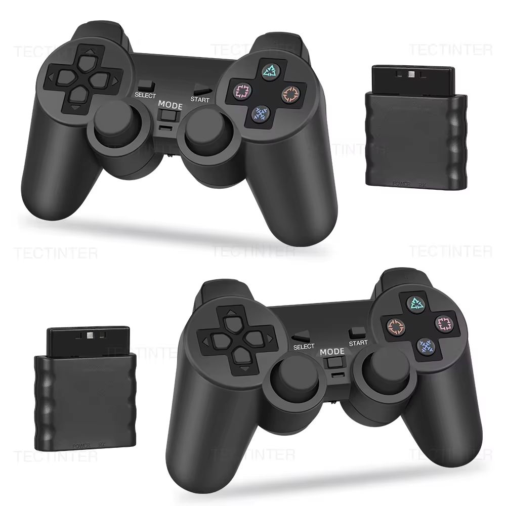 Controlador Sem Fio 2.4G Para PS2 Vibração Choque Joypad Joystick PC ...