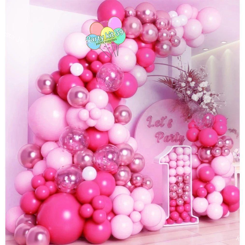 Kit 125 balões de bexiga rosa planos 9 polegadas rosa claro cromado ...