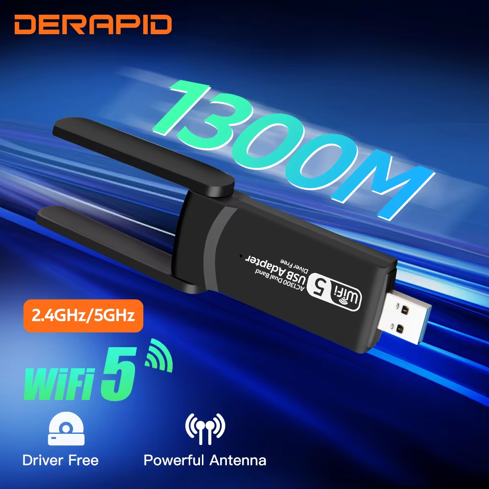 1300Mbps AC1300 WiFi 5G 2.4G USB2.0 Adaptador Para PC Laptop Placa De Rede Ethernet Banda Dupla ...