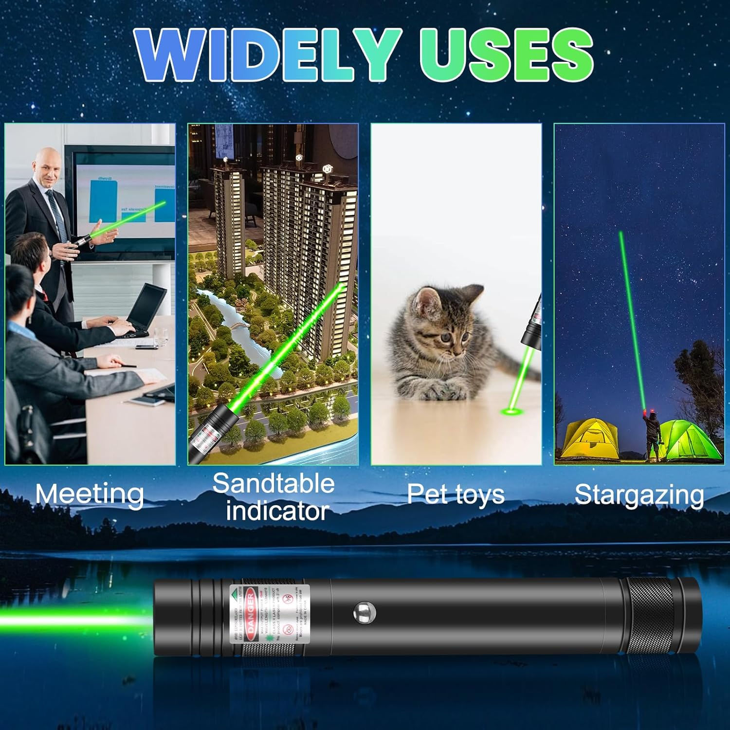 Ponteiro laser verde USB com bateria embutida, mira laser vermelha ...