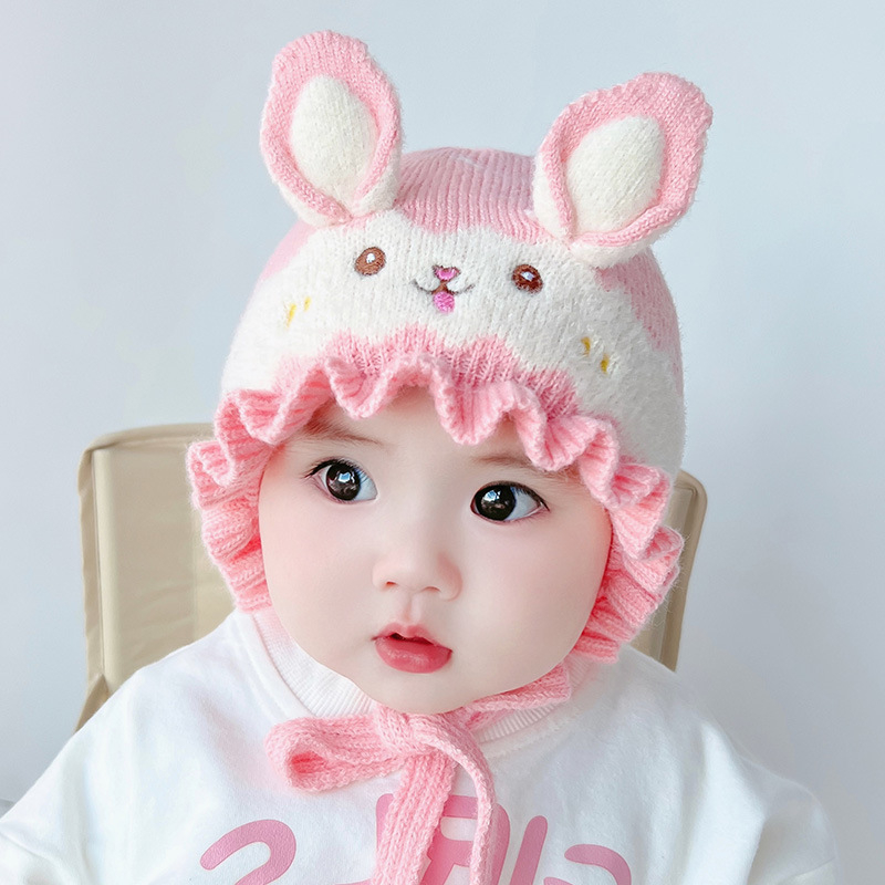 1 pçs bebê rosa chapéu outono inverno princesa menina bebê malha chapéu ...