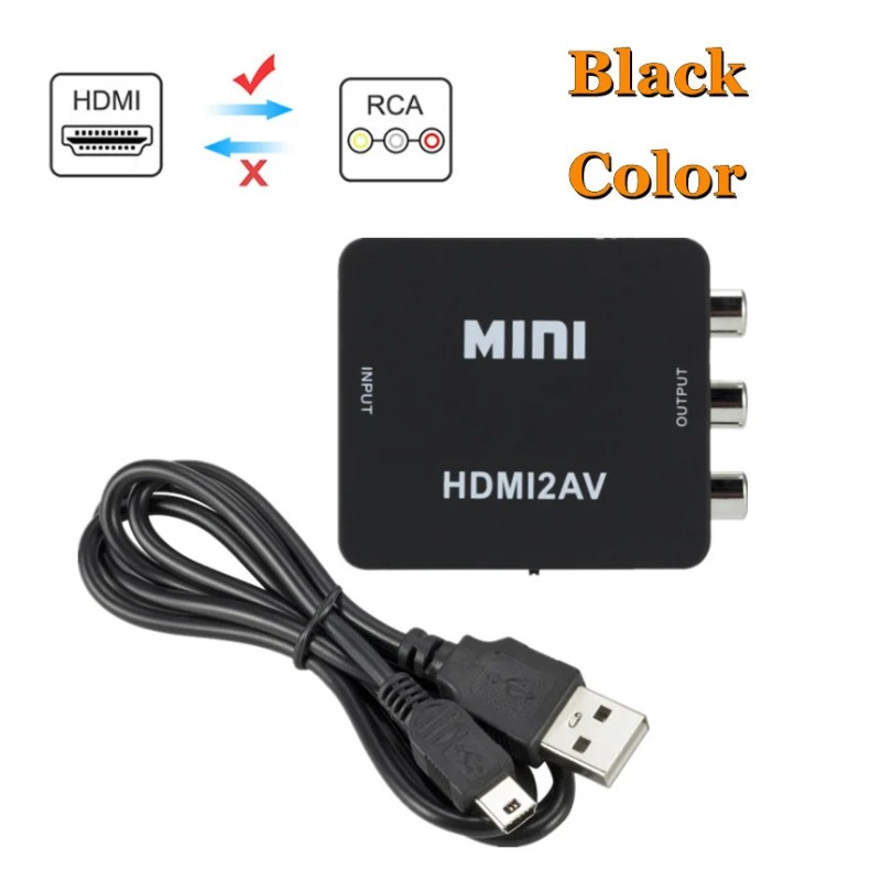Conversor HDMI Para RCA Atualizado 1080P HD Vídeo Áudio AV TV VHS VCR ...