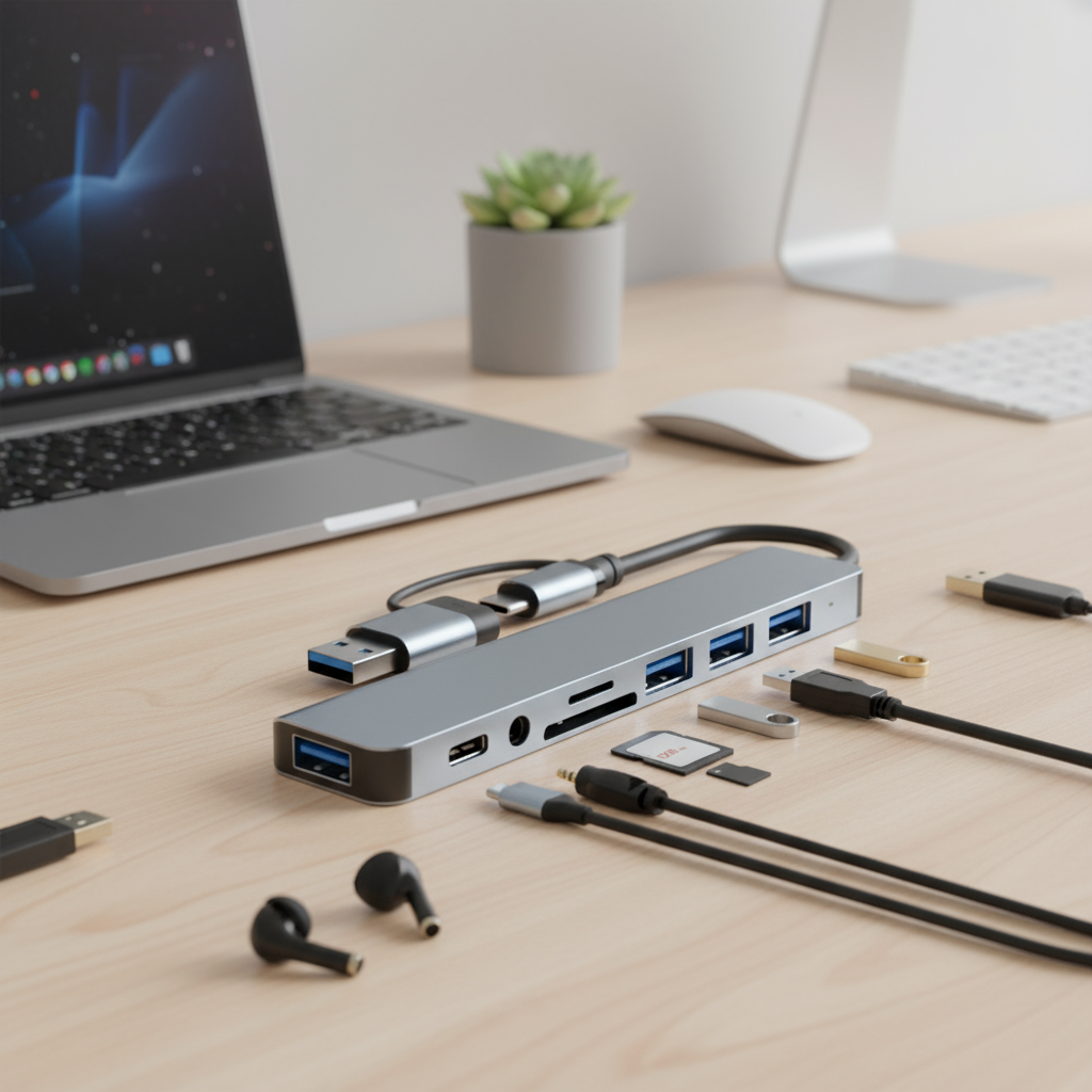 Hub Expansor USB 3.0 Tipo C com Adaptador 8 em 1, Leitor de Cartão SD ...