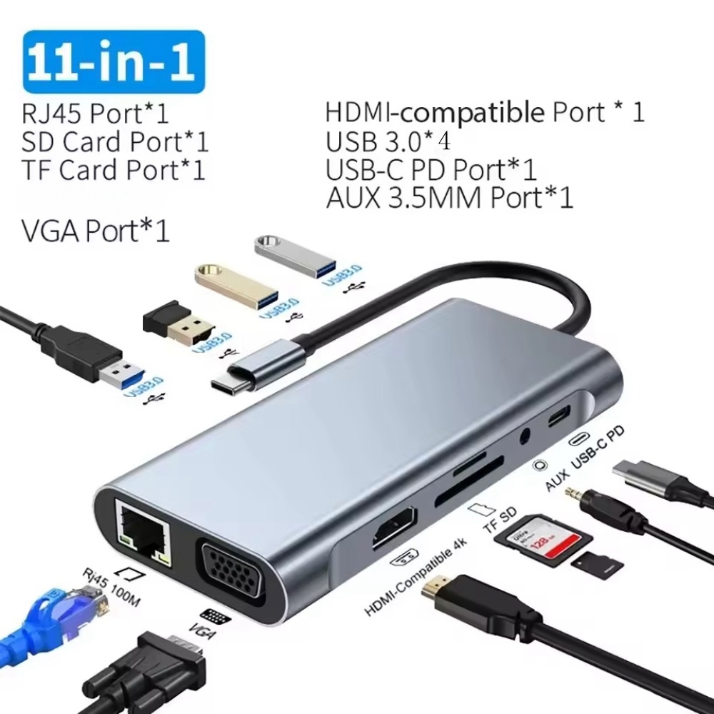 Adaptador usb HDMI vga Para Tipo c Docking Station 3.0 Hub MacBook Pro ...
