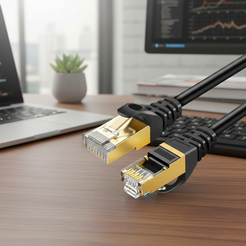 Cabo redondo de rede Ethernet Cat6 Cabo plano Cat6A RJ45 para ...