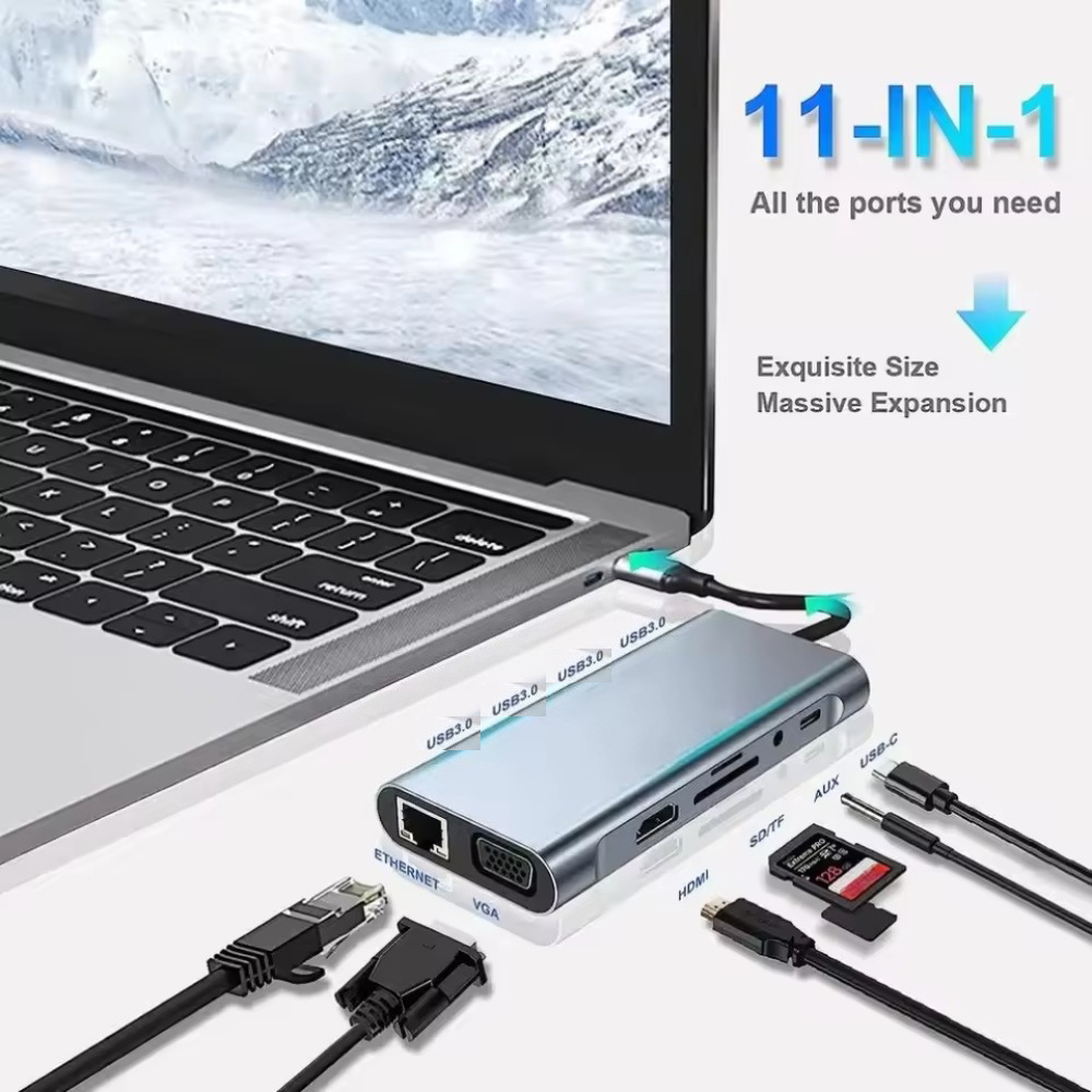 Adaptador usb HDMI vga Para Tipo c Docking Station 3.0 Hub MacBook Pro ...