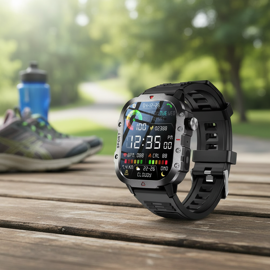 O smartwatch robusto masculino LAXASFIT H11 oferece lanterna integrada ...