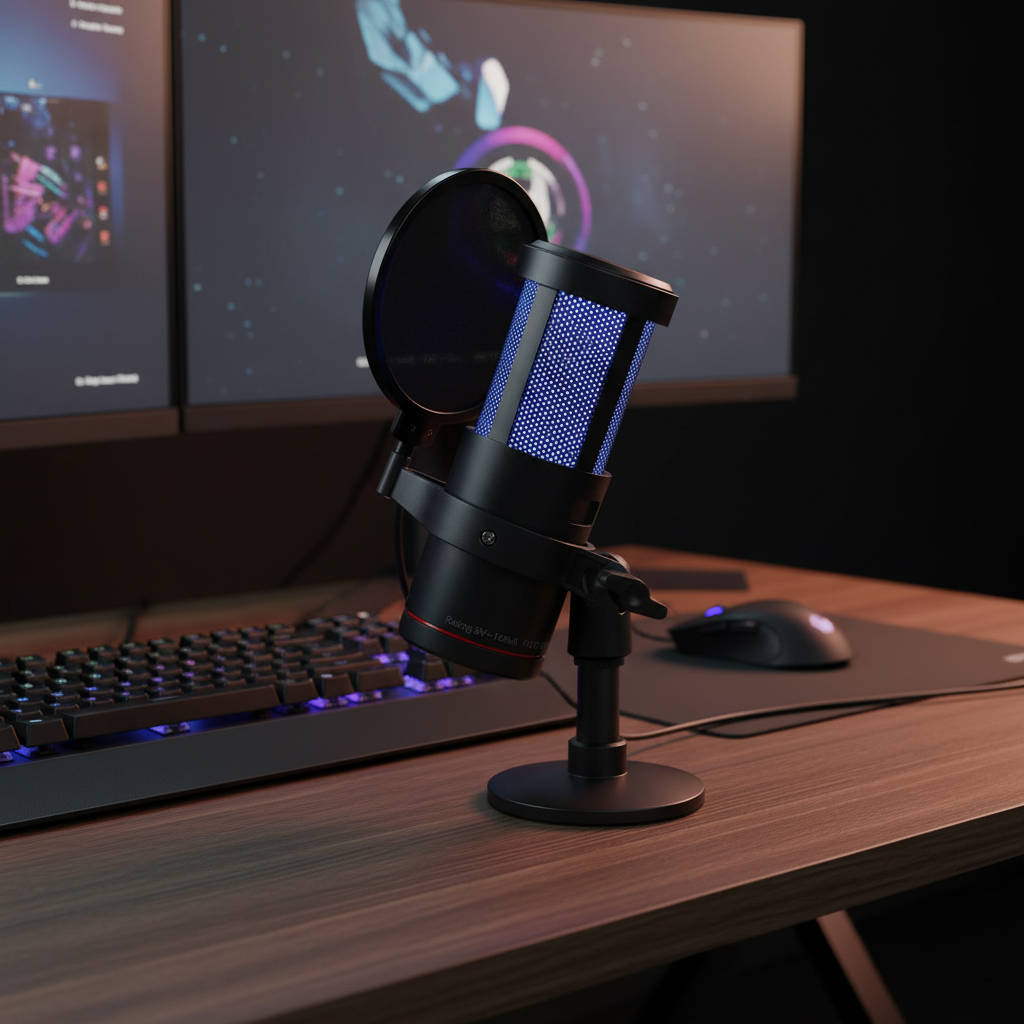 M8 Condensador USB Mic para PC Gamer com cancelamento de ruído RGB para ...