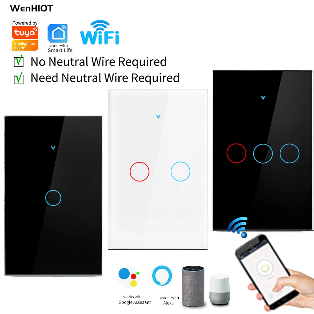 Interruptor de Parede WiFi Smart Touch 2026 RF 433MHz Não requer fio ...