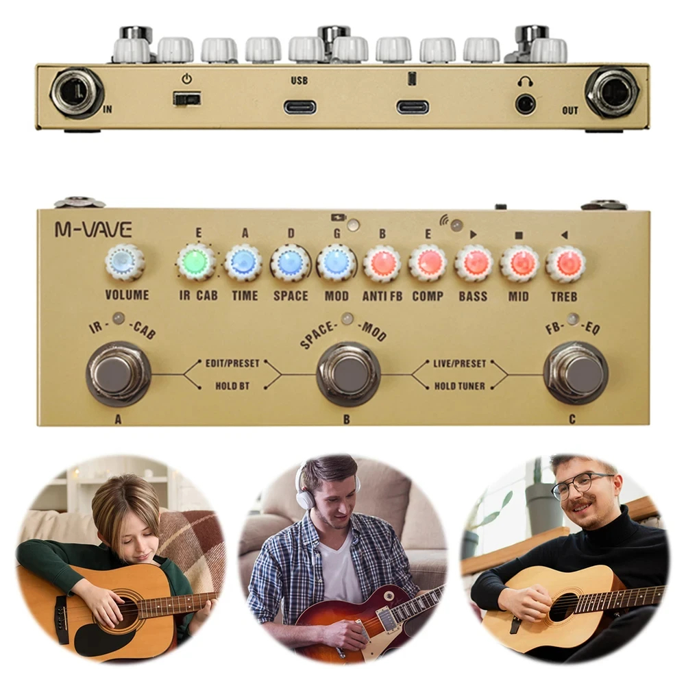 M-VAVE Cube Baby AC Pro Processador Acústico de Guitarra | 9 AMP/IR Sims com Dly/Chs/Rvb FX ...