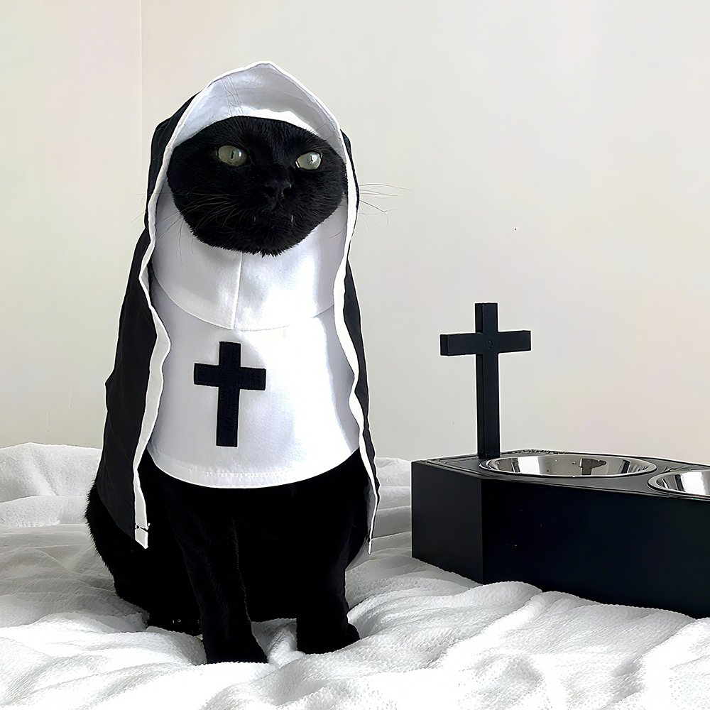 PawJoy Halloween Cat Costume Engraçado Cosplay Freira Roupa Vestir ...