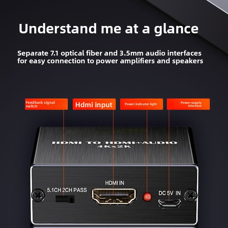 Extrator De Áudio HDMI 4K Toslink SPDIF Óptico + Conversor Estéreo De 3 ...