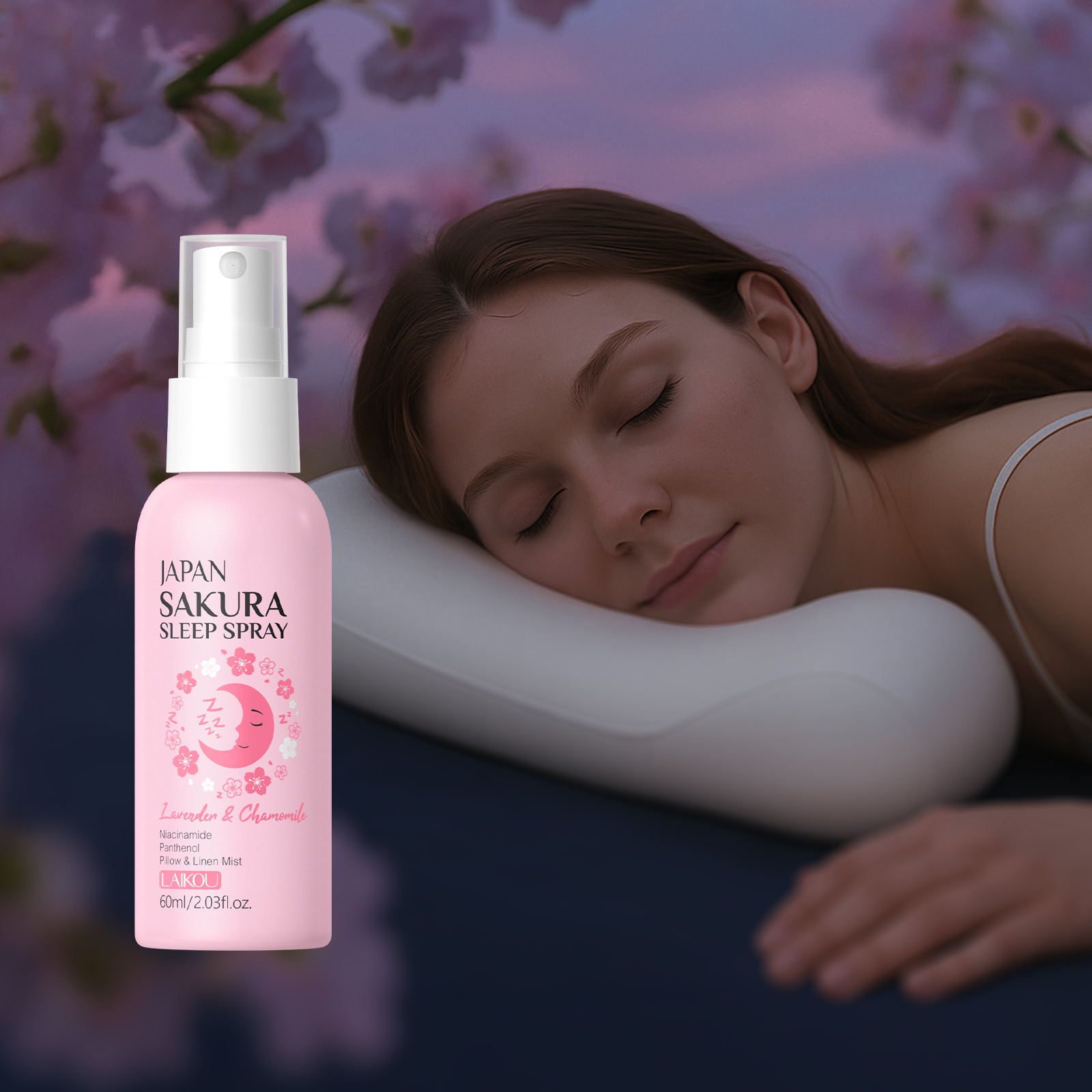 Laikou Spray de Sono Sakura Do Japão 60ml - Névoa para Travesseiros e ...