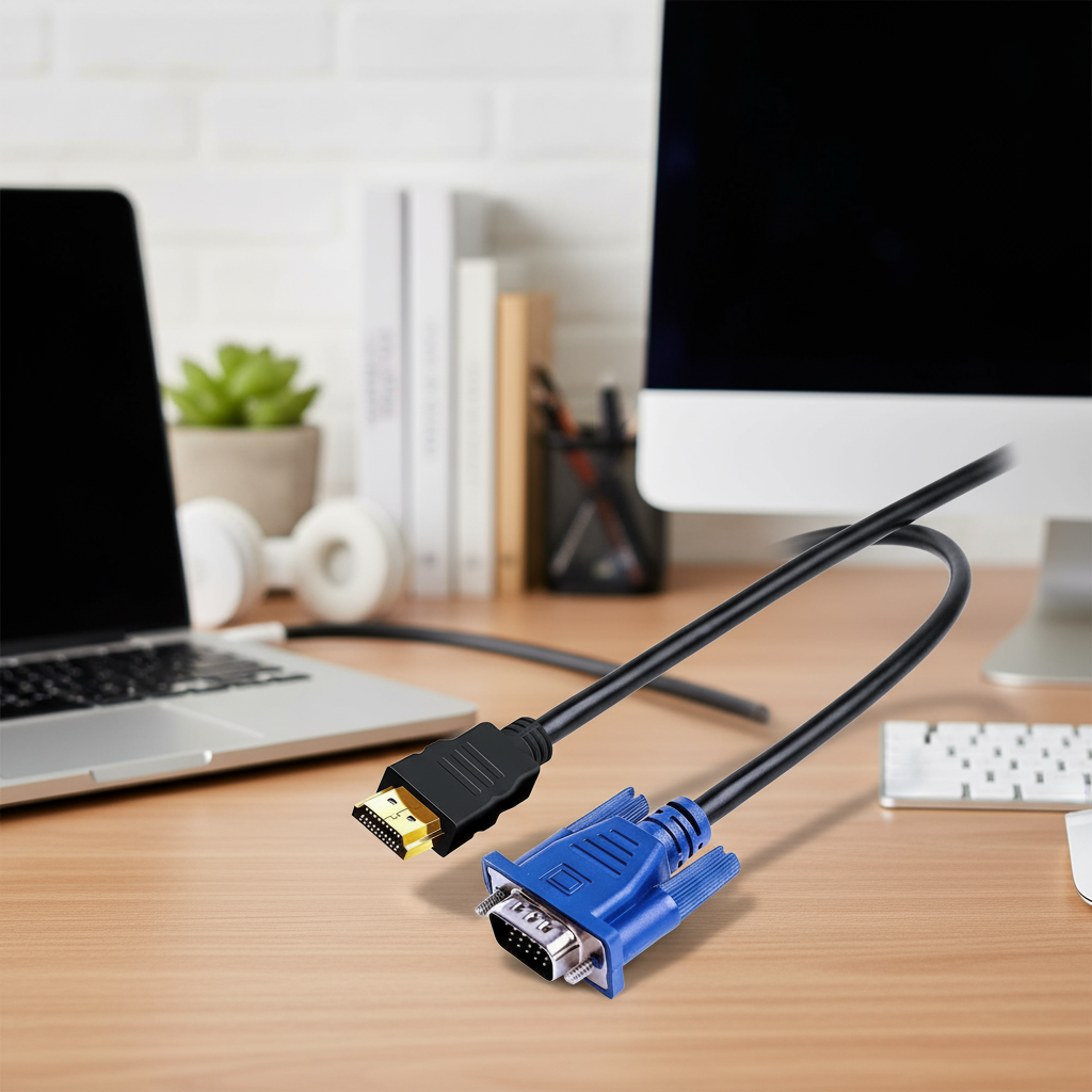Cabo conversor HDMI para VGA 1080P de macho para macho com áudio para ...